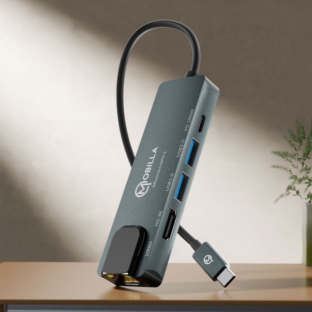 MConnect MPH1 5 in 1 USB-C Hub with HDMI & LAN – Mobilla